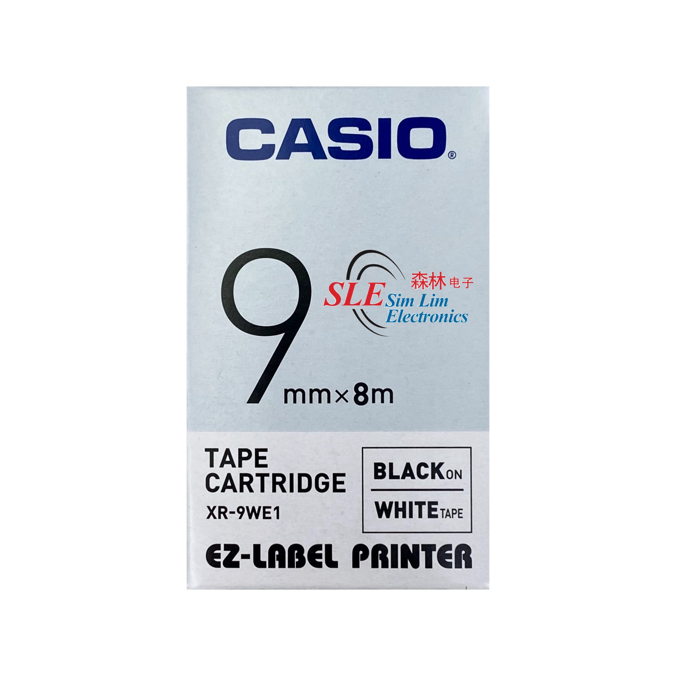 Casio 9mm XR-9WE1 Black ink White Label - Sim Lim Electronics